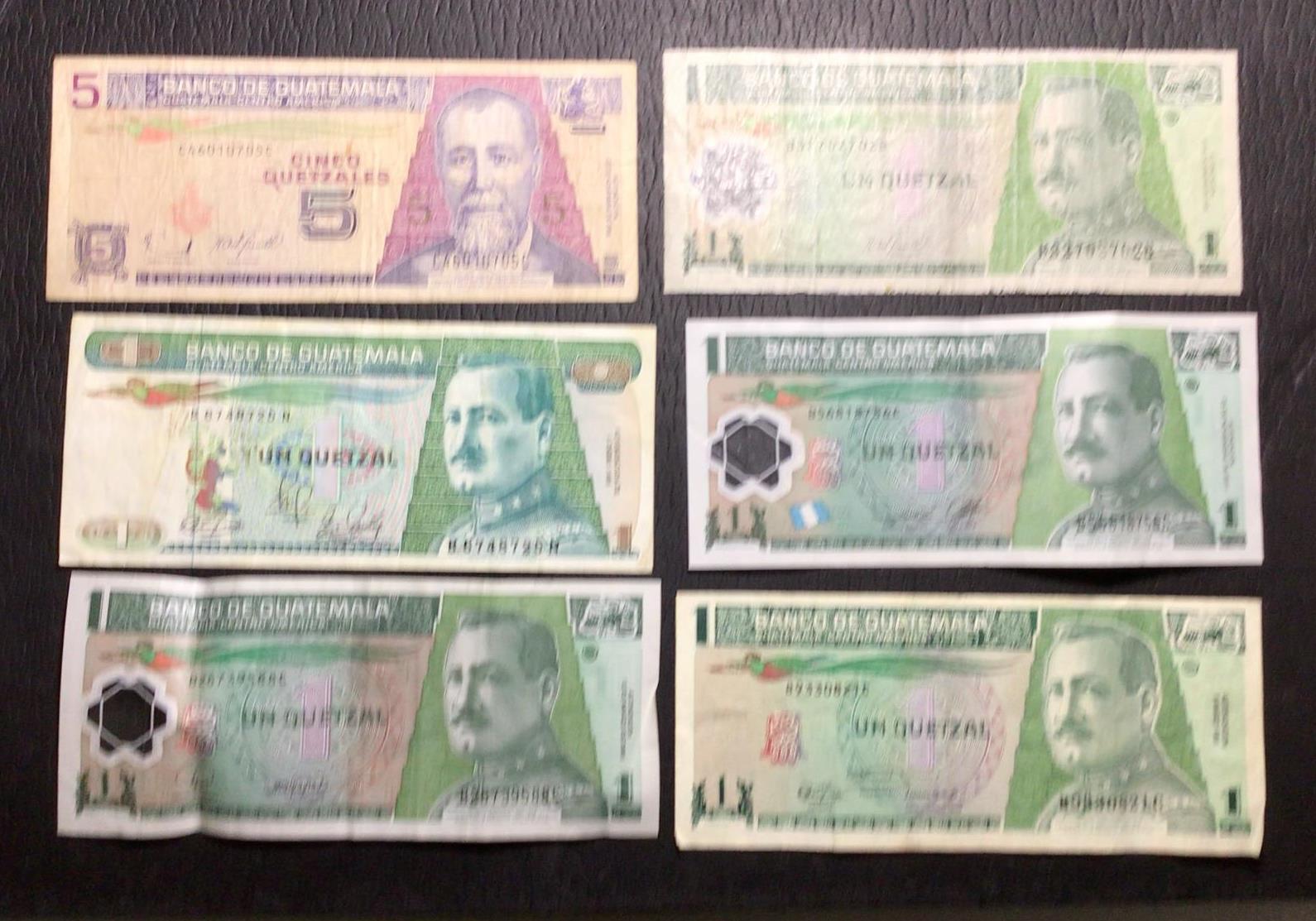 1982-Current Guatemala Paper Money Collection of 6 Assorted Notes ...