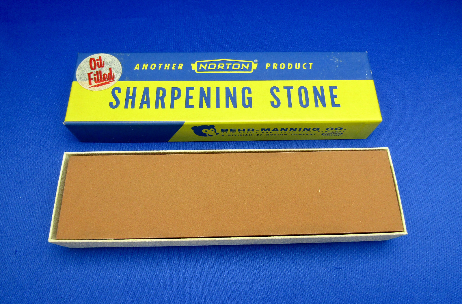 NORTON VTG MB8 INDIA Sharpening Stone 8X2X1 1950's Made In USA UNUSED ...