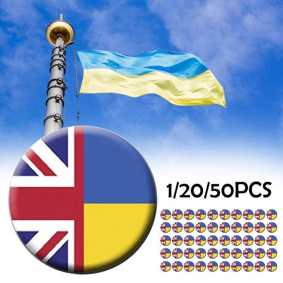 1/10/50Pcs Ukraine UK Ukrainian Diplomat Brooch Country Pin-Badge Flag ...