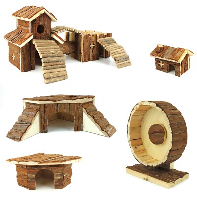 Hamster Animal Accessory House Home Toy Fir Wood Cage Exercise Small ...