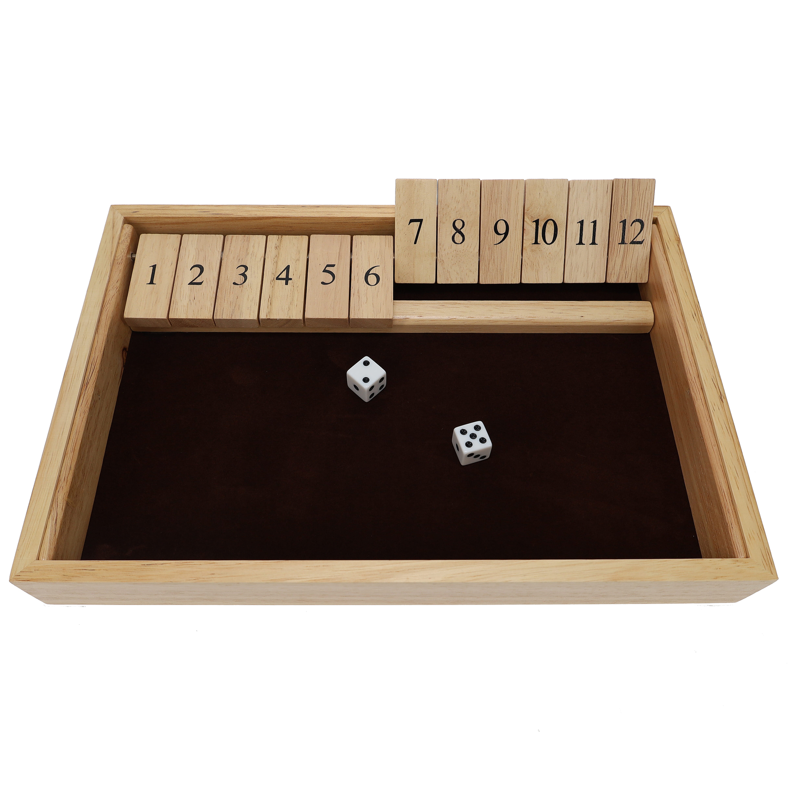 WE Games Dice Board Game, 12 Number Flip Tiles with Natural Wooden Box, Large | eBay