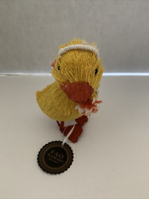 FAO SCHWARTZ YELLOW EASTER DUCK Duckling Chick 7”Sisal Material (as is ...