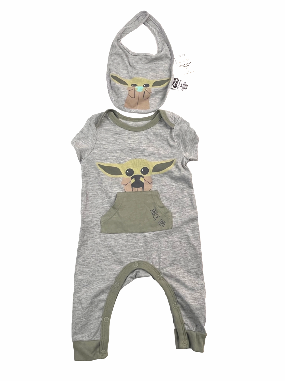 Baby Boys' 2pc Star Wars Baby Yoda Jumpsuit & Bib Set - Heather Gray, 0 ...