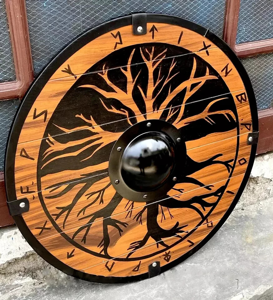 Medieval Handmade Wooden Tree Viking Shield - Viking Shield - Battle ...