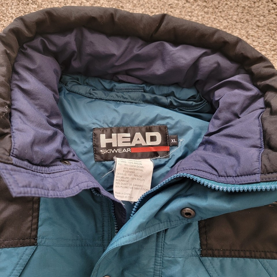 HEAD Men's Skiwear Down Puffer Jacket Coat Sz XL, Teal W/ Black, Warm ...