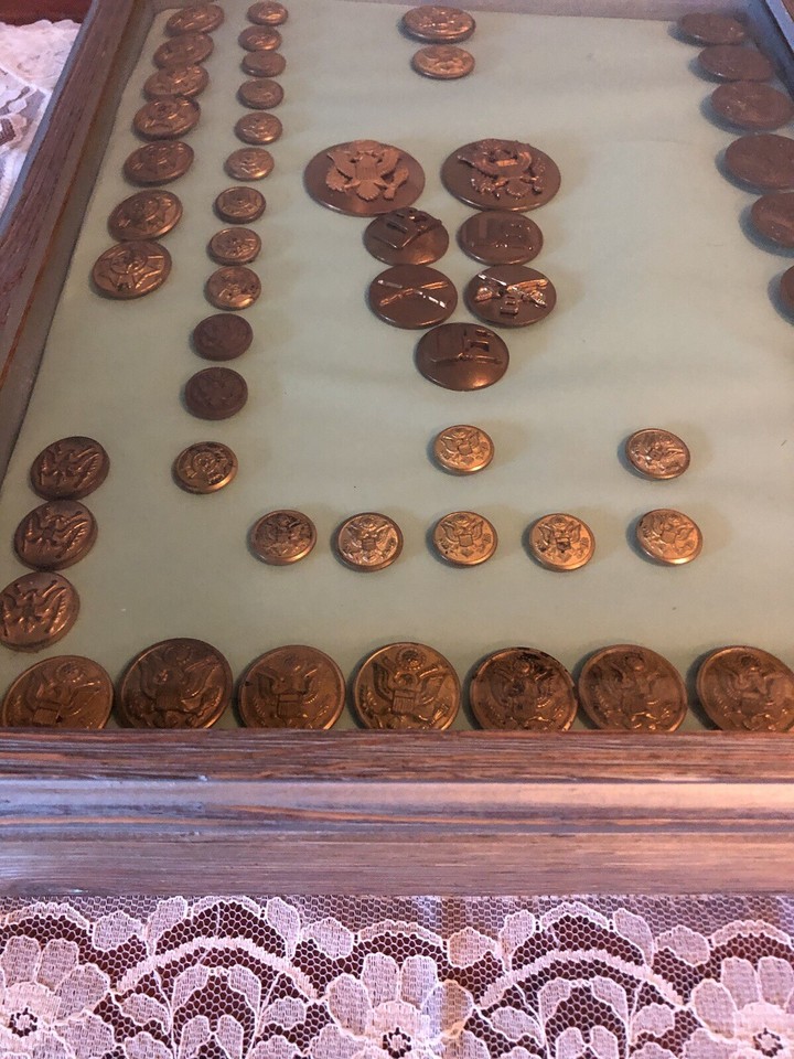 Vintage Gold Toned Military Buttons 50 Plus Framed Various Sizes | eBay