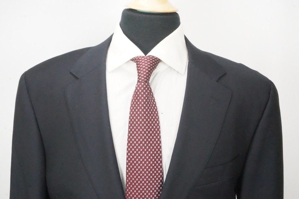 Canali 1934 CURRENT Solid Navy Blue 100% Wool 2 Pc Suit Jacket Pants Sz ...