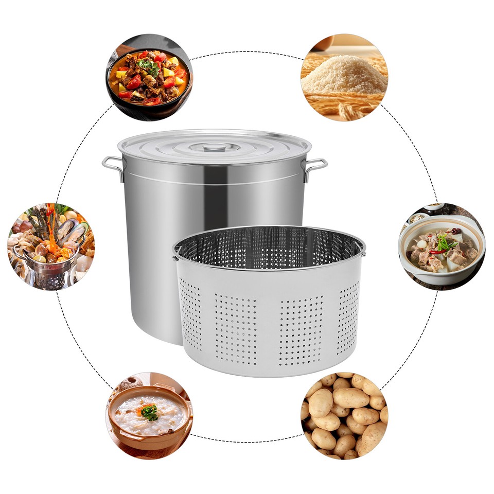 50L/52.8Qt Stock Pot Stainless Stock Pot Kitchen Cooking Pot with ...