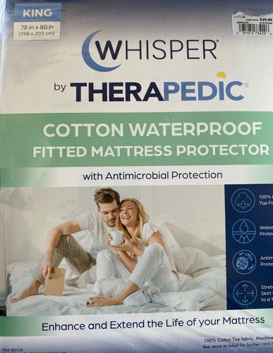 Whisper By Therapeutic Cotton Waterproof Fitted Mattress Protector ...