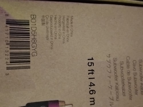 Brand new 15 ft High Quality Gold plated AMAZON BASICS Subwoofer Cable ...