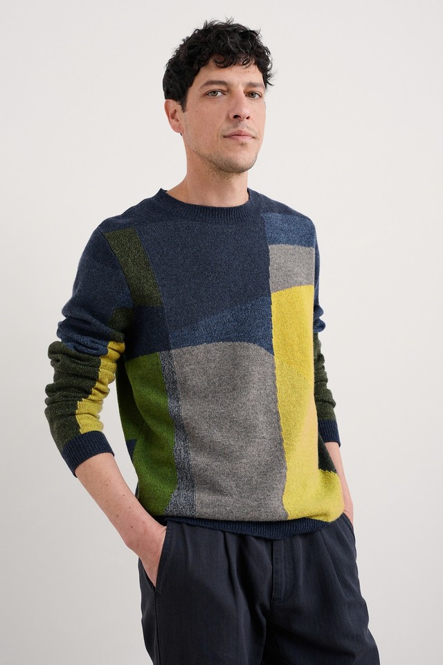Seasalt Men's Regular Men's Carn Gloose Crew Neck Jumper Gorse Multi ...