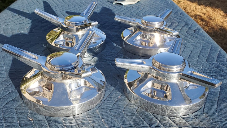 LOOK 70s 80s NOS Halibrand Style Aluminum Knockoff Center Cap Setup w ...