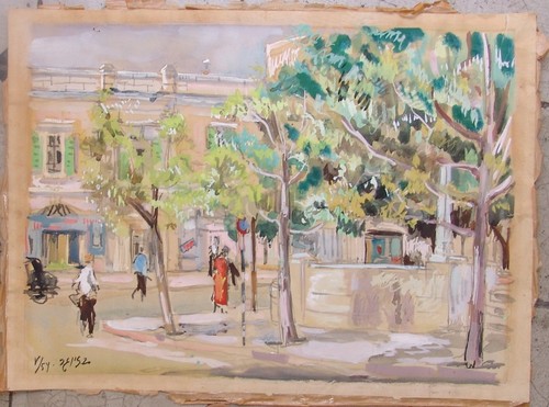 Jewish Judaica Israel Kurt Zinger Art street scene | eBay