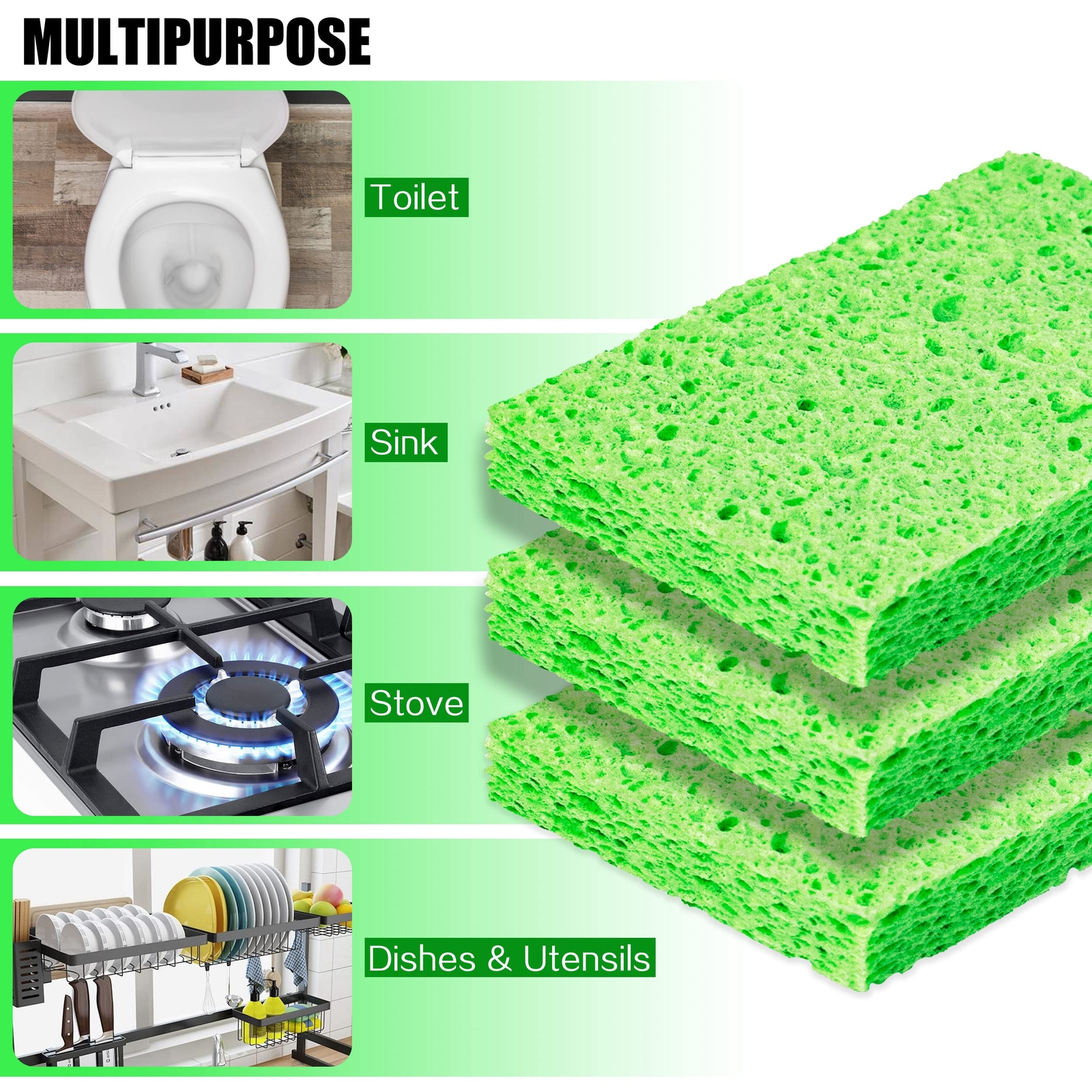 3Pack Cellulose Dish Sponges Reusable Kitchen Cleaning Sponges Non ...