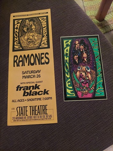 RAMONES GIG FLYER MARCH 26 1994 DETROIT STATE THEATRE & PROMO STICKER ...