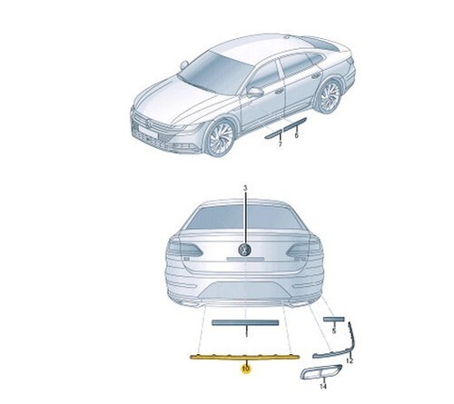 Neu Volkswagen Arteon 3H7 Hintere Stoßstange Mitte Blenden ...
