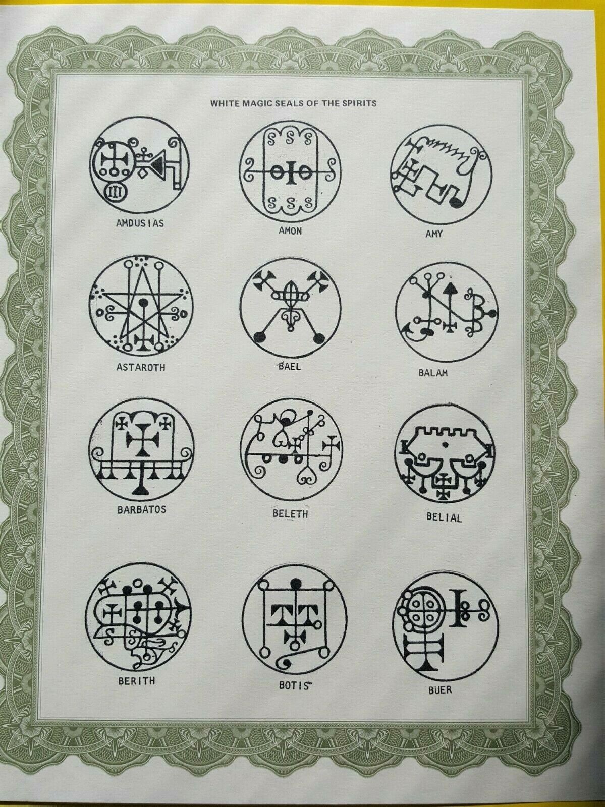 SOLOMON WHITE MAGIC SEALS OF THE SPIRIT TALISMAN POWER FORTUNE WISDOM ...