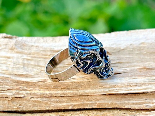 Alien Humanoid Skull Adjustable Band Silver Steel Alloy Rings (Sizes: 6 ...