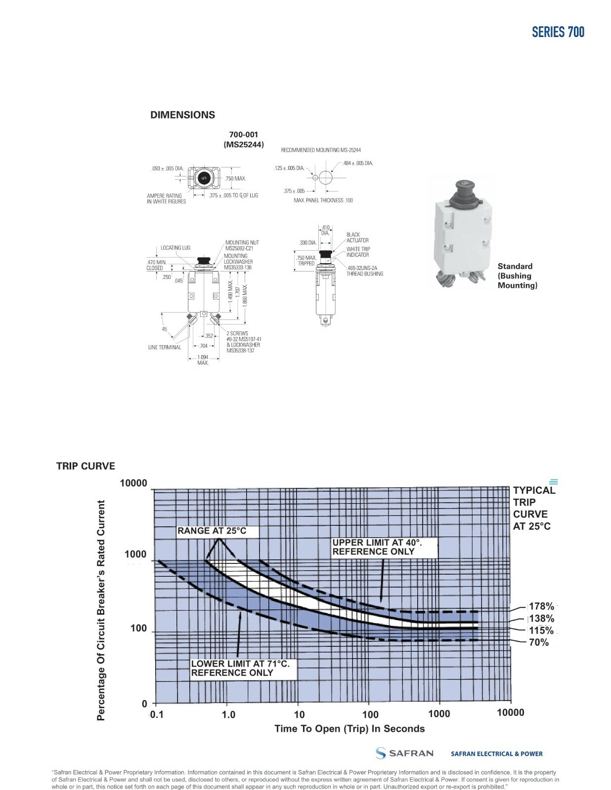 Eaton Circuit Breaker 700-001-35 (35 Amp) MS25244-35 Aircraft Circuit ...