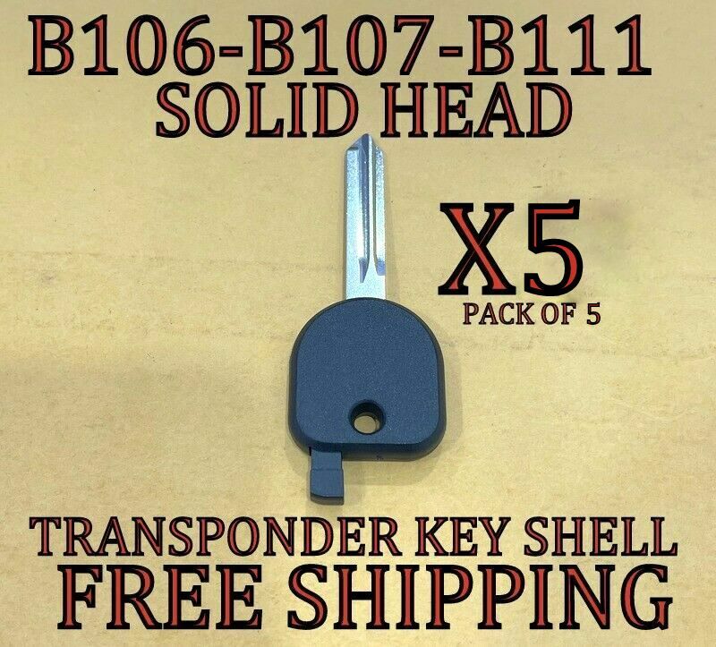 B106 B107 B111 SOLID HEAD TRANSPONDER KEY SHELL CASE WITH CHIP SLOT ...