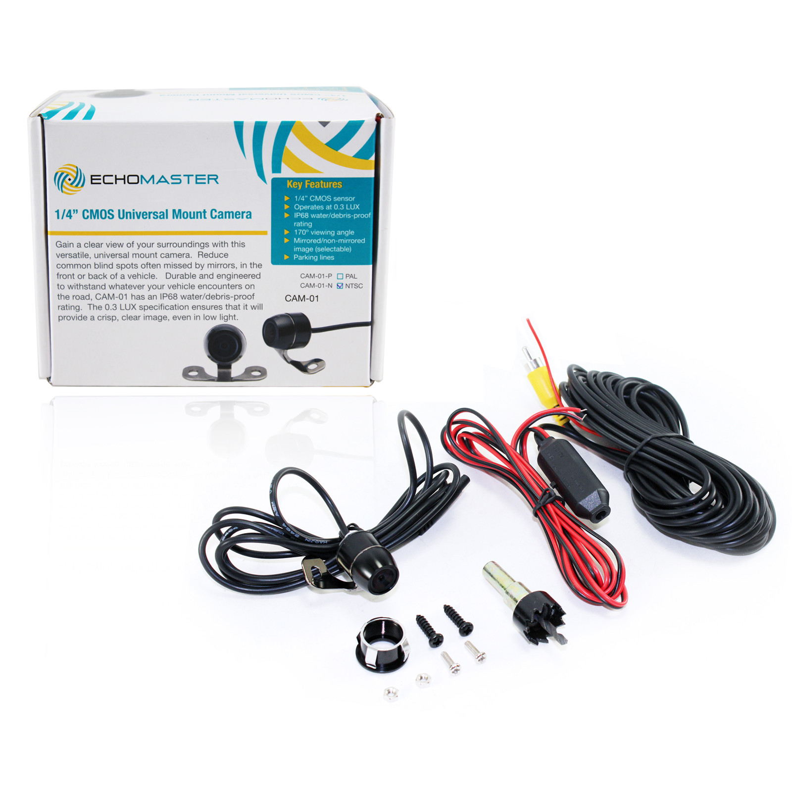 Echomaster CAM-01 Back-Up Camera & Rear-View Dash Universal Butterfly ...