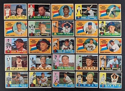 1960 Topps Baseball Lot 25 Cards | eBay
