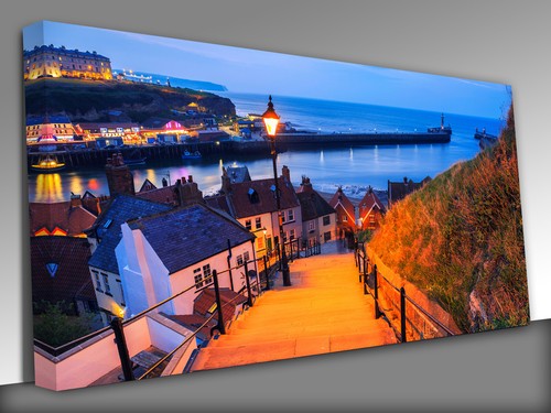 the 199 steps in Whitby, North Yorkshire,Panoramic Canvas Wall Art ...