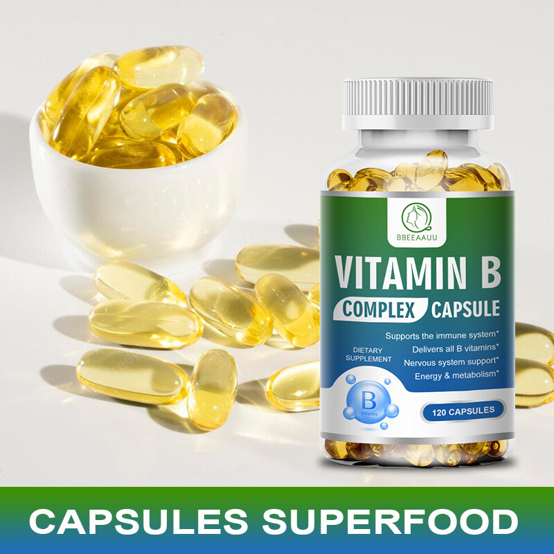 Vitamin B Complex 120 Capsules B1,B2,B3,B5,B6,B7,B9,B12, Immune Support ...