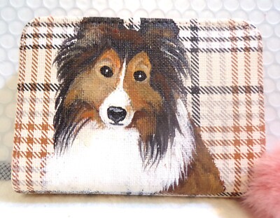 hand painted Sheltie original free hand painting on coin purse wallet ...