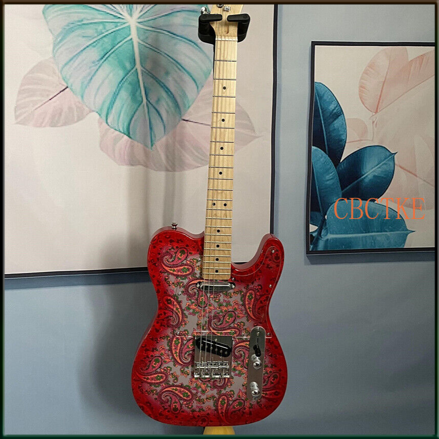 Custom Solid Body TL Electric Guitar Red Burst Paisley SS Pickup Maple ...