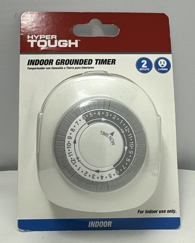 Hyper Tough Indoor Grounded Timer 15 Amp 2 Outlets 3 Prong HT1025 | eBay
