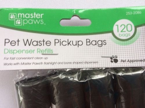 PET WASTE PICKUP BAGS, MASTER PAWS ONE 8 PACK PACKAGE OF 120 BAGS, NEW ...