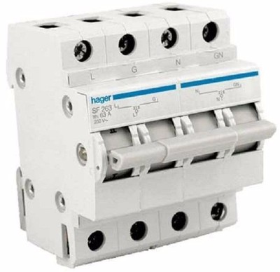 Hager CHANGEOVER SWITCH SF263 230VAC, 2-Poles, 63A Rated Current ...