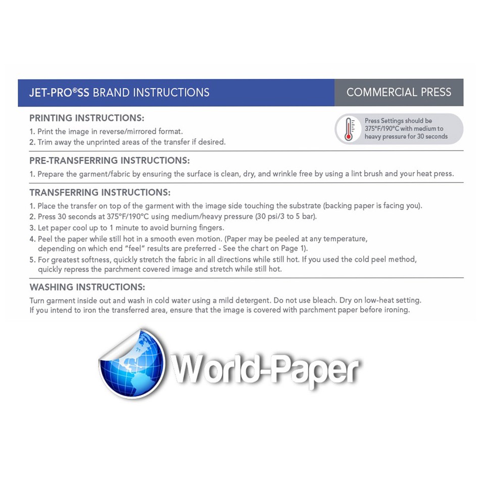 HEAT TRANSFER PAPER JET PRO SS INKJET PRINTER LIGHT GARMENTS USA #1 | eBay