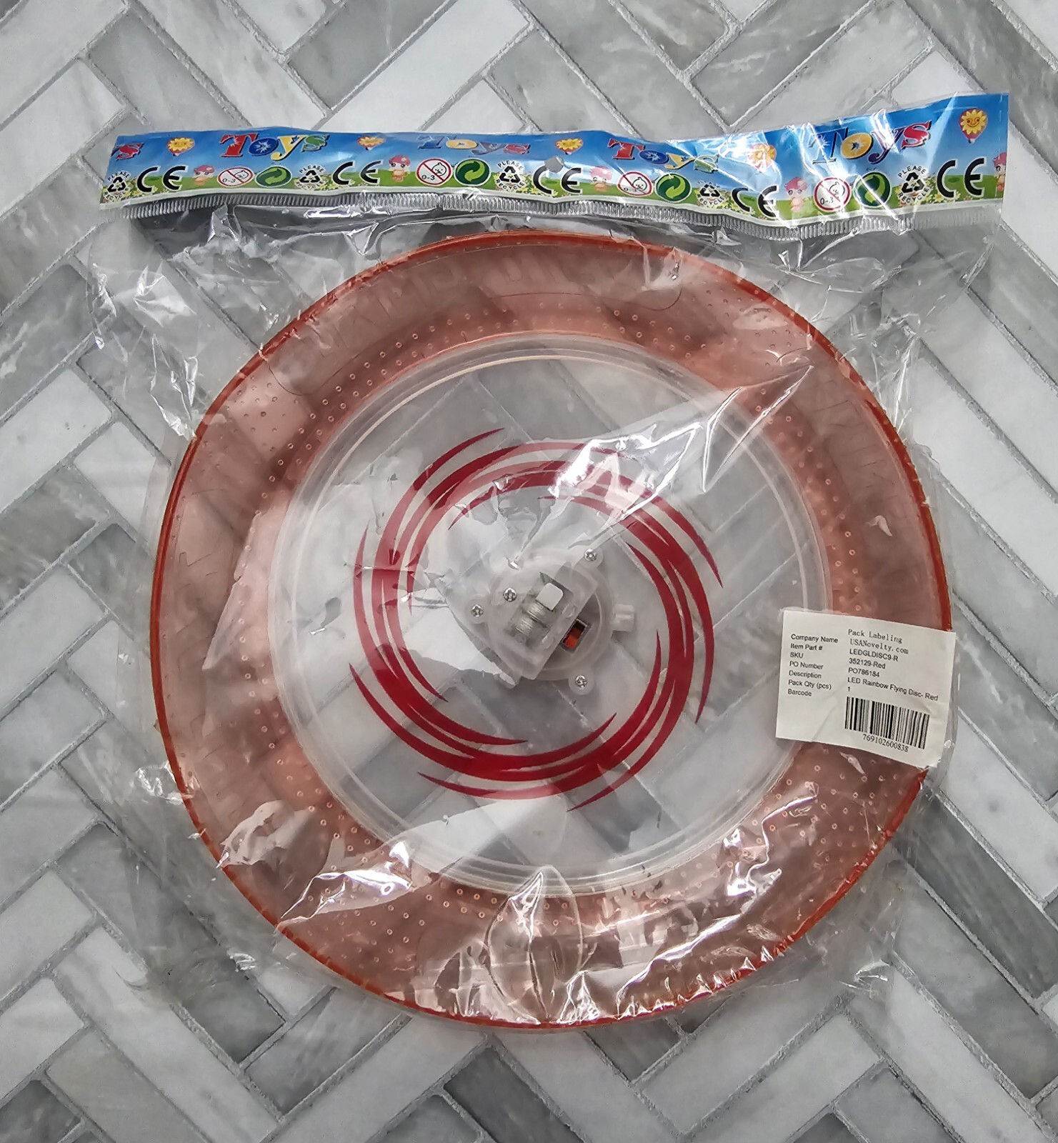 USA Novelty LED Rainbow Flying Disc Frisbee Clear & Red 9" | eBay