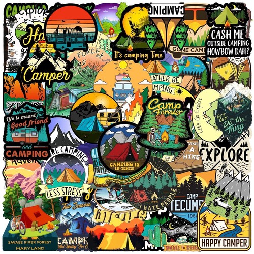 50 PCS Outdoors Camping Stickers Nature Decals Laptop Hydro Yeti Free ...