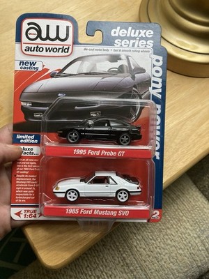 2025 Auto World 2 Pack - 1995 Ford Probe GT & 1985 Ford Mustang SVO ...