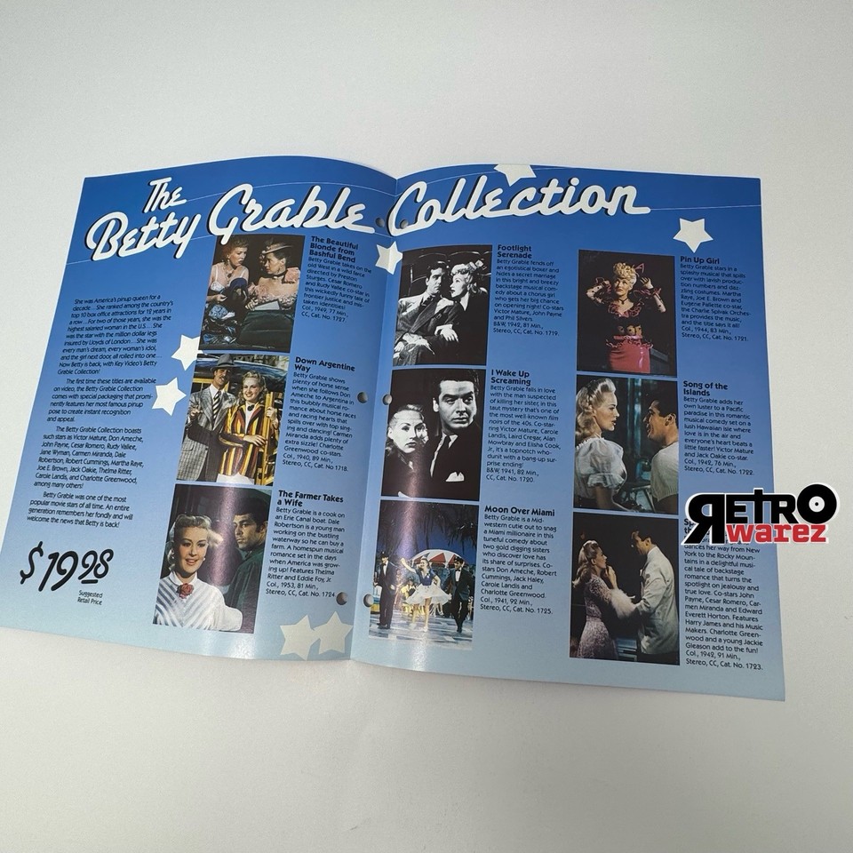 Betty Grable 1989 VHS Movie Promo 4-page AD Slick Pinup Model Moon Over ...