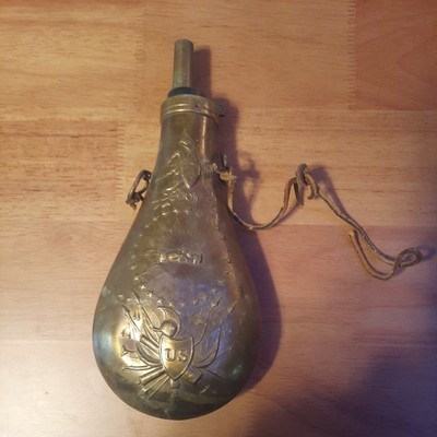 Vintage US Civil War Copper & Brass Powder Flask Made in Italy | eBay