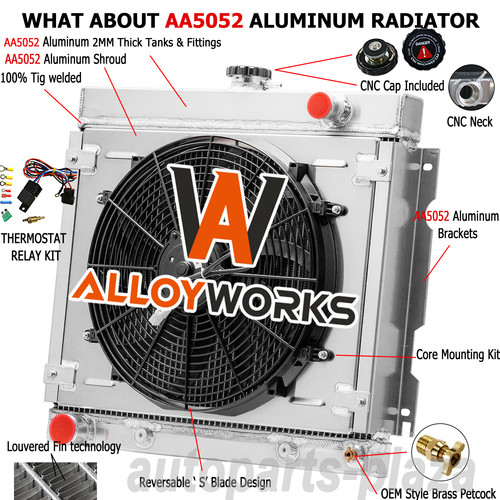 4 Row Radiator Shroud Fan FIT 1970-1972 Dodge Dart Plymouth Duster ...