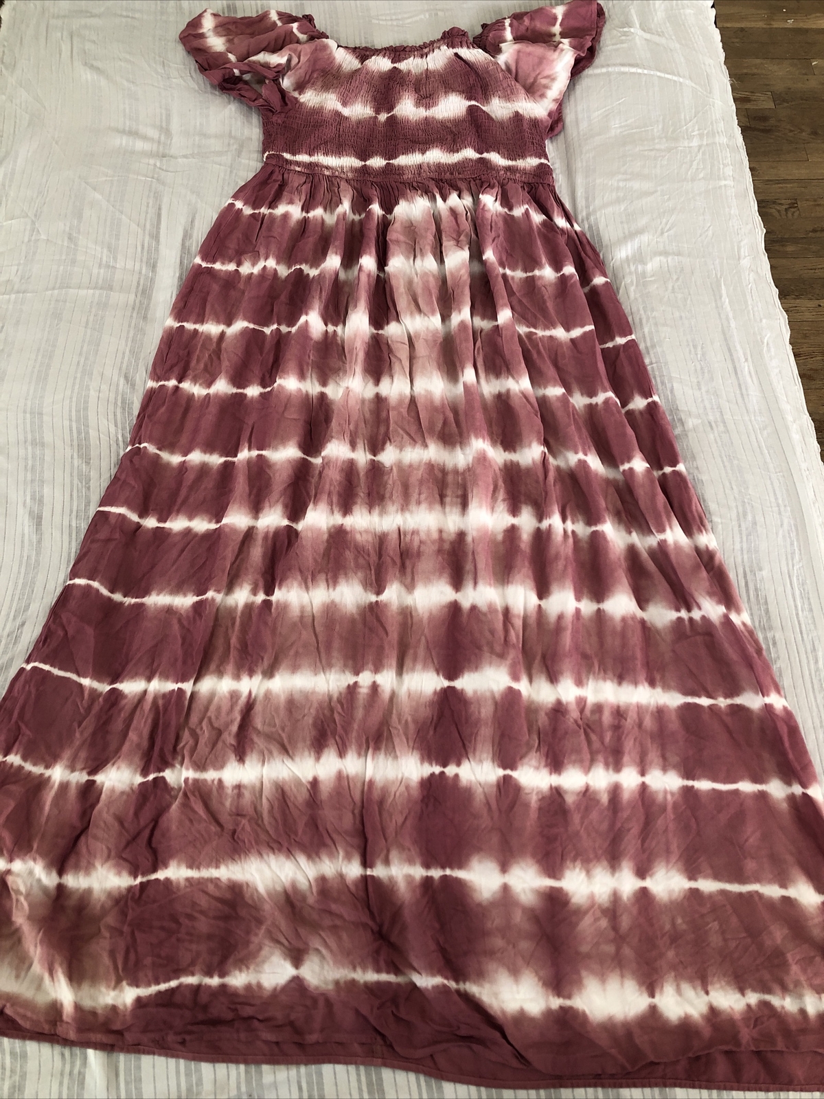 MLLE GABRIELLE ladies 1X Long Tied Dye Dusty Pink Hawaiian Gypsy Dress ...
