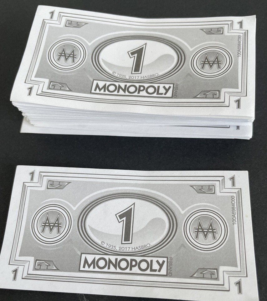 Monopoly Junior Money 90 Banknotes Replacement Paper Dollars Game ...