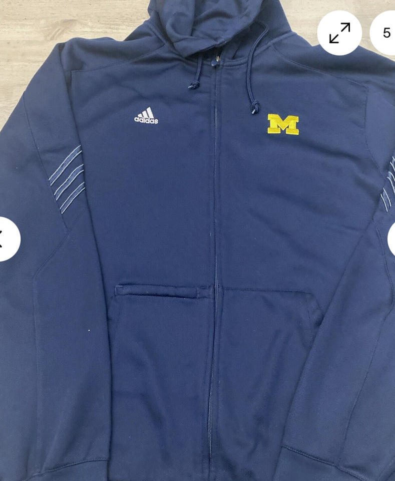 Adidas Michigan Wolverines Full Zip Jacket Sz 2XL Climawarm Footbal ...
