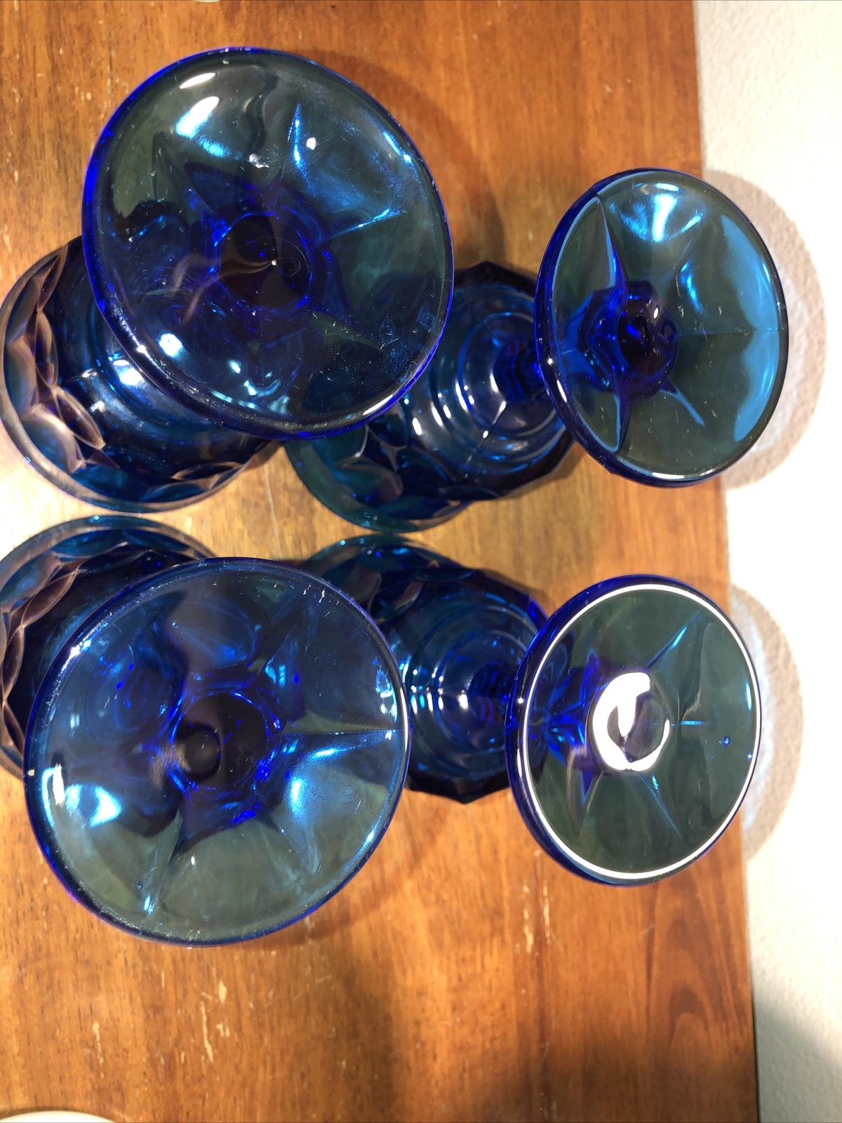Set of Deep Blue Goblets Glass Water Wine Tea Vintage Ornate | eBay