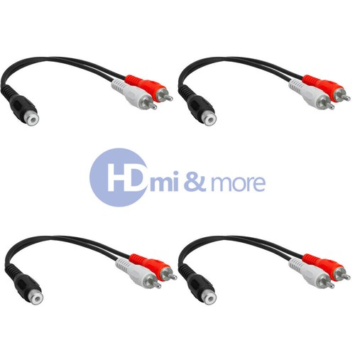 4x Audio Y Adapter 2 RCA Plugs to 1 RCA Jack Extension Splitter ...