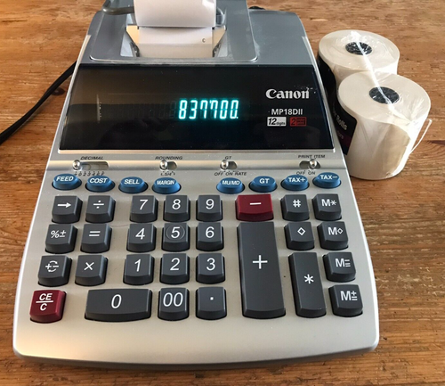 Canon MP18DII Printing Calculator 12 Digit 2 Color w/ Paper Rolls | eBay
