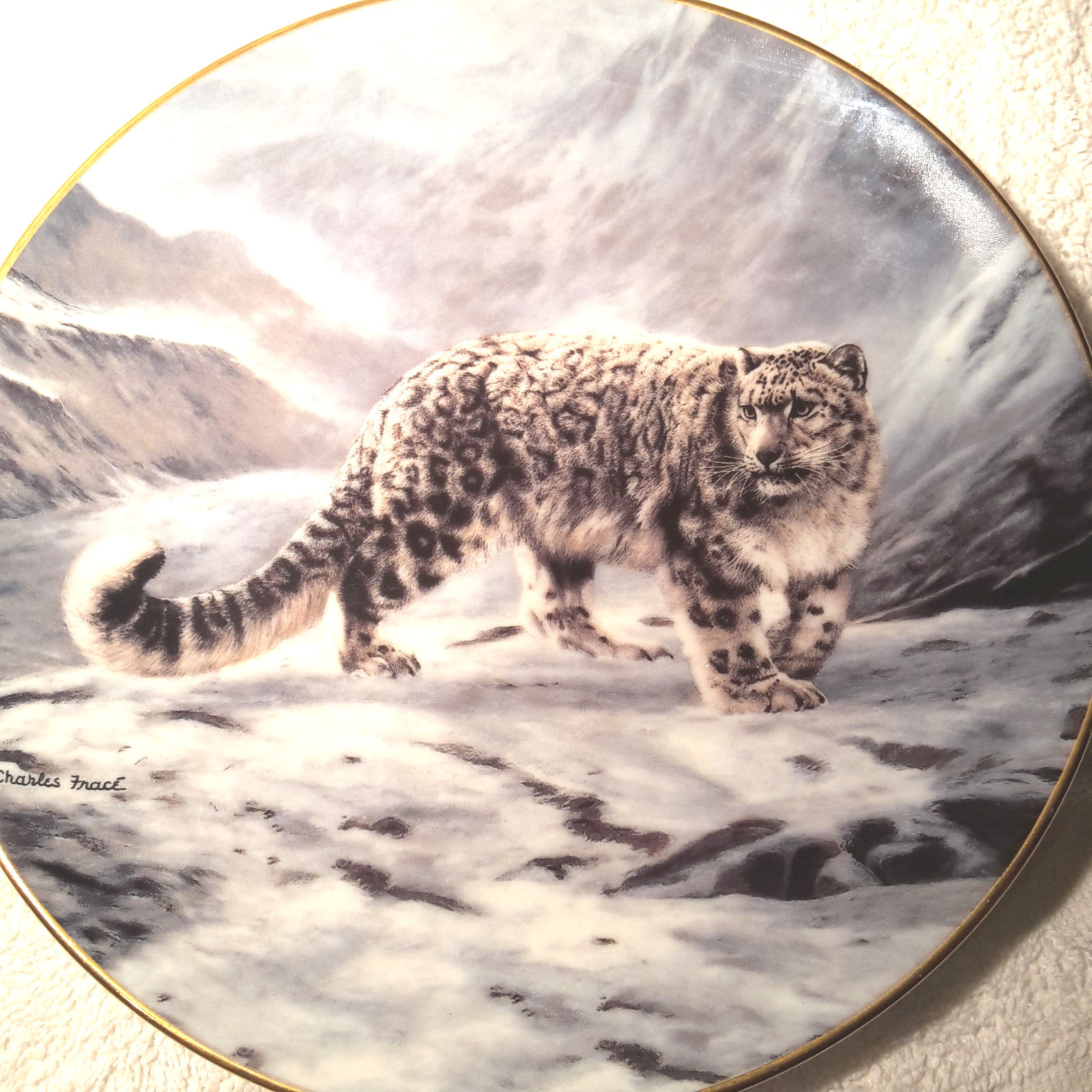 Snow Leopard Collector Plate Fleeting Encounter Charles Frace 1991 W.S ...
