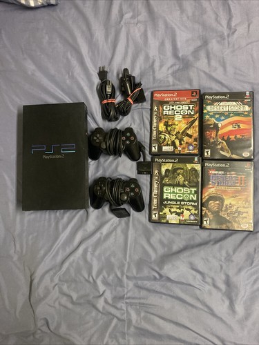 PlayStation 2 PS2 Fat Console SCPH-30001 Bundle 2 Controllers 4 Games ...