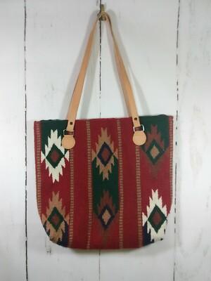 El Paso Saddle Blanket Wool Bag Southwestern Tote Boho Hippie Leather ...