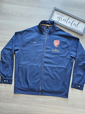 Nike Arsenal Training Top Size XL navy blue gold football coat jacket ...